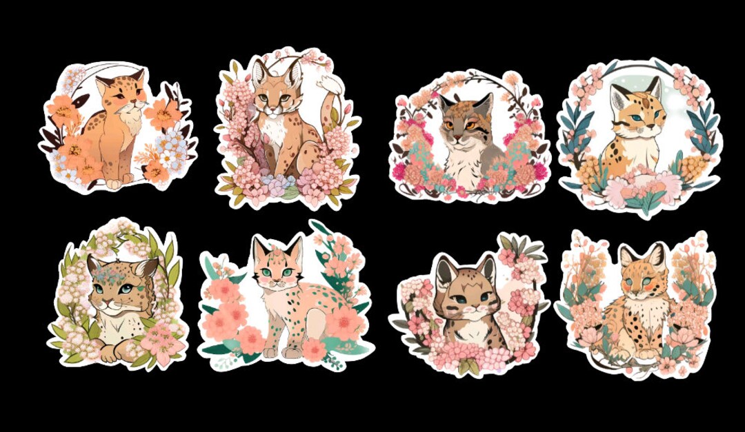 Lynx, Set of 24 Sticker, Sticker, Journal Sticker, Die Cut Stickers ...