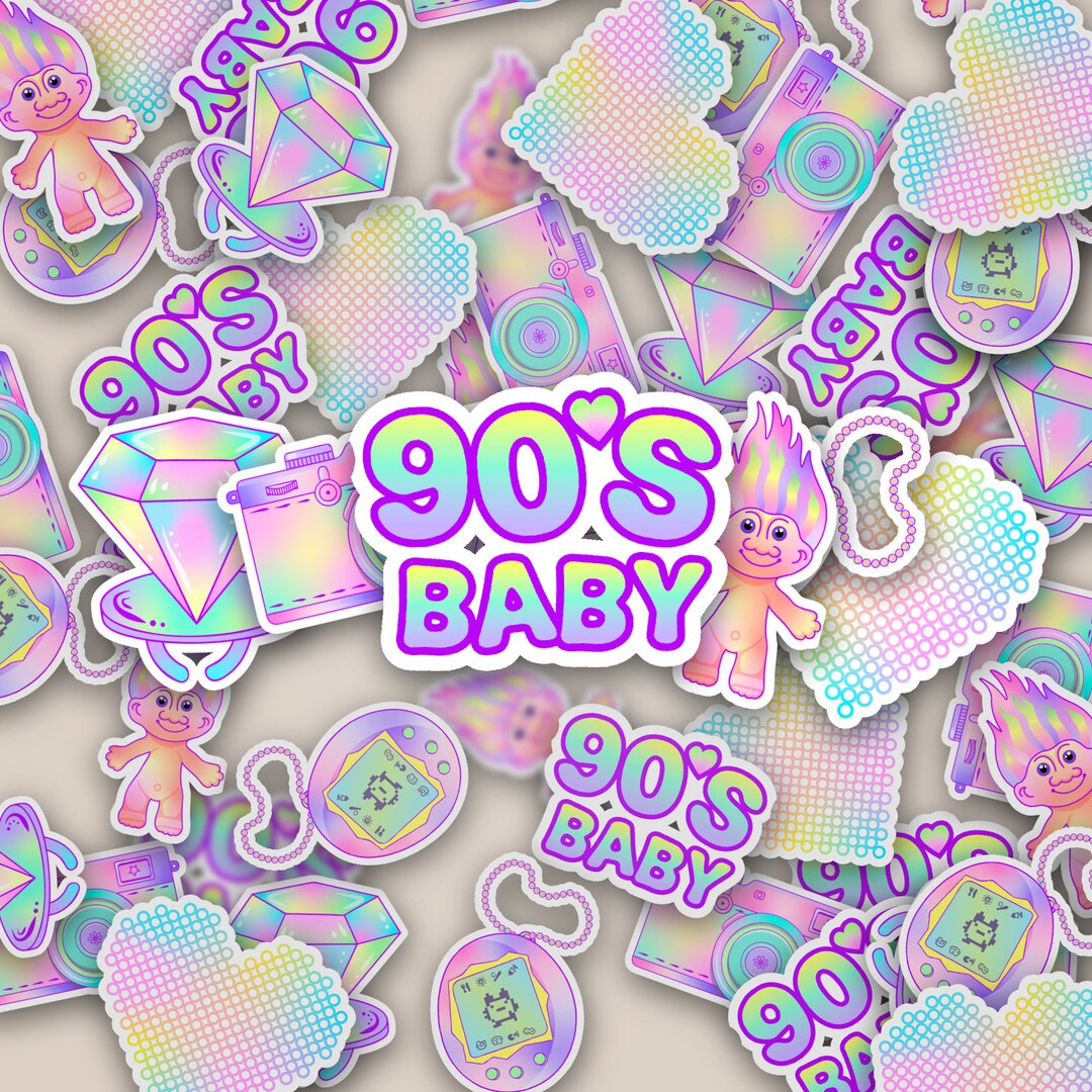 90's Nostalgia Sticker Set, Waterproof Die Cut Decals - Etsy