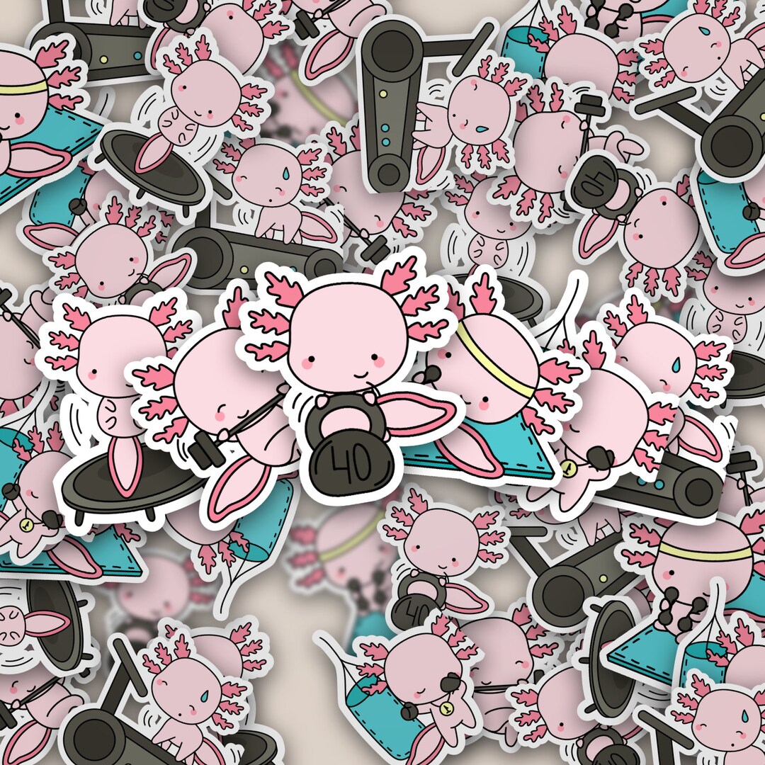 Exercising Axolotl Stickers, Set of 20 Stickers, Sticker, Laptop ...