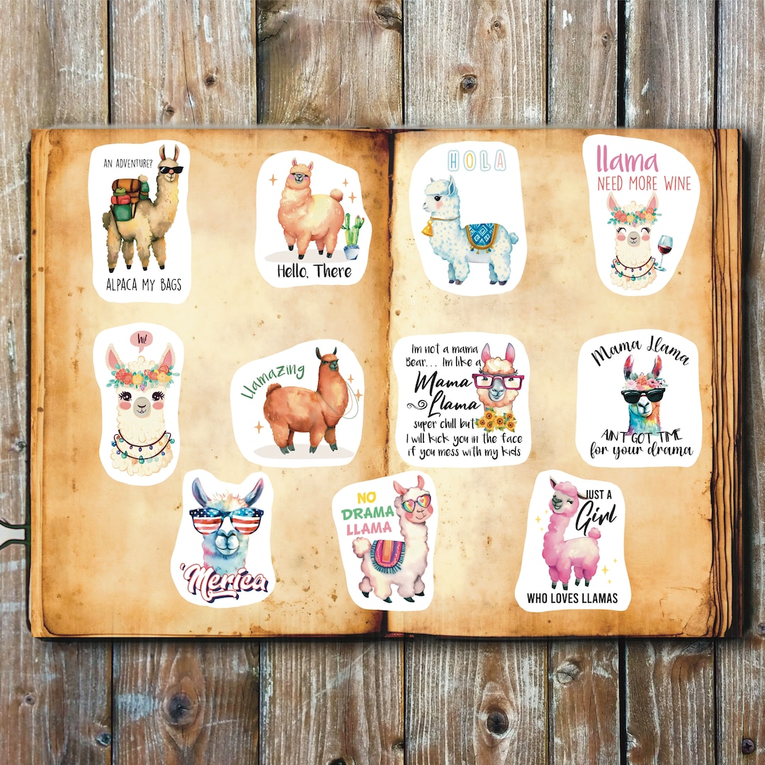 Llama Sayings Stickers, Set 22 Stickers, Journal Sticker, Die Cut ...