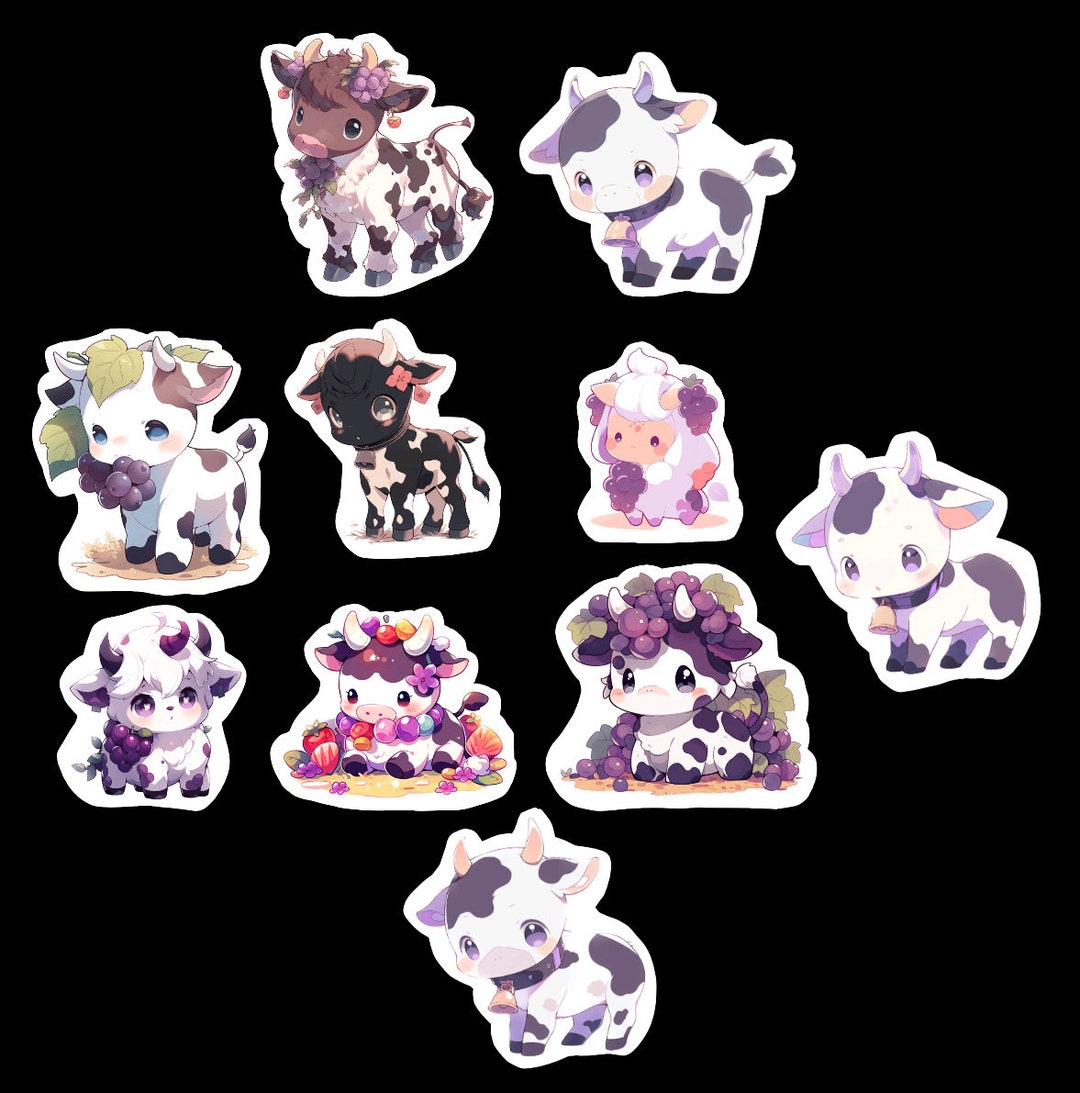 Anime Purple Cows , Set of 20 Stickers, Sticker, Die Cut Sticker ...