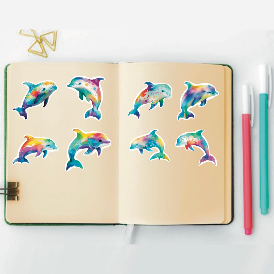 Dolphin Tie Dye, Set of 24 Stickers, Sticker, Die Cut Sticker ...