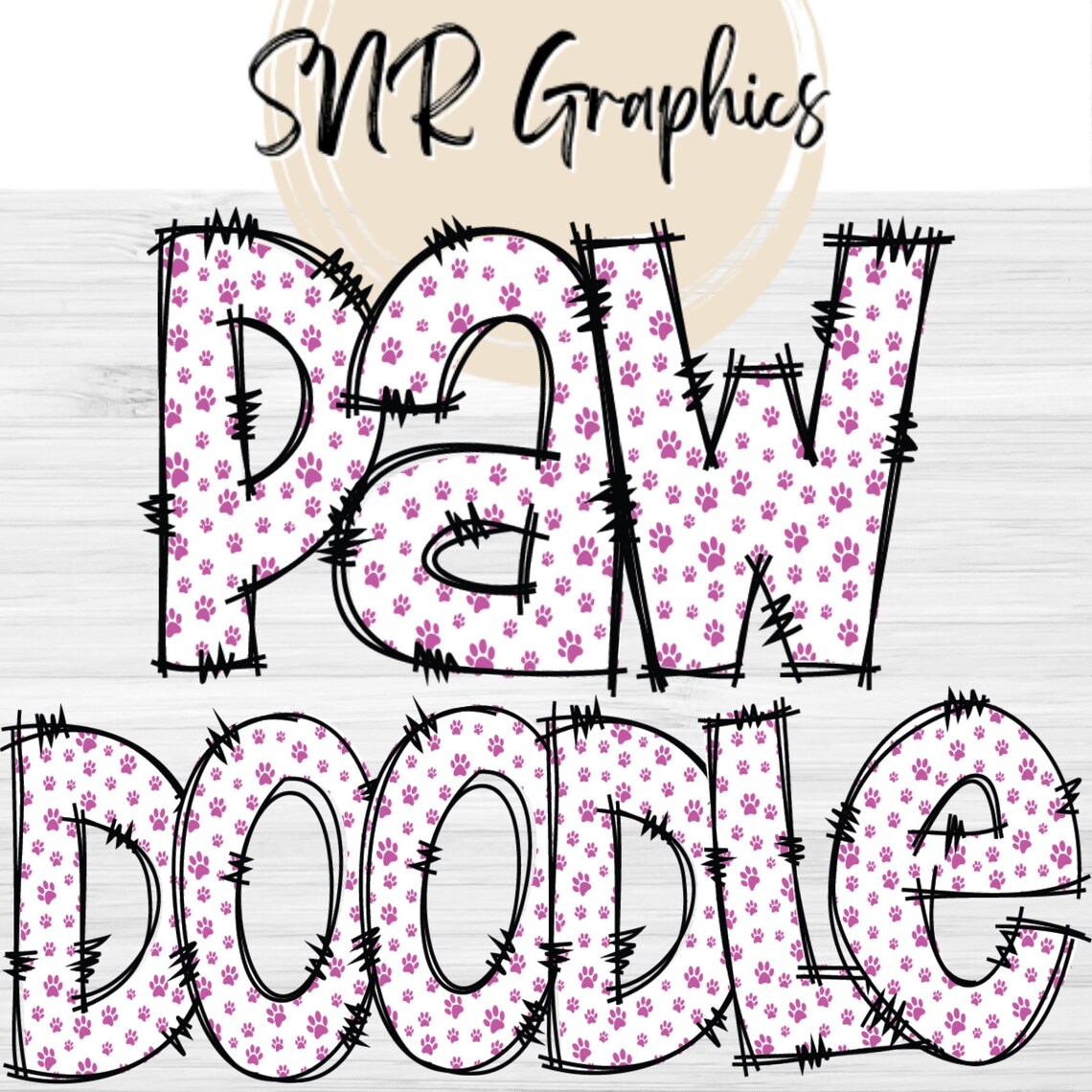 Paw Print Doodle Letters PNG With Doodle Outline Paw Clipart - Etsy
