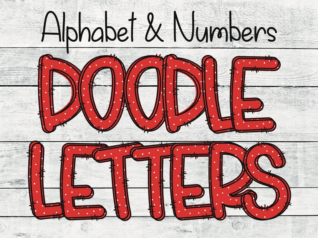Christmas Red Dot Doodle Letters PNG With Doodle Outline, Christmas ...