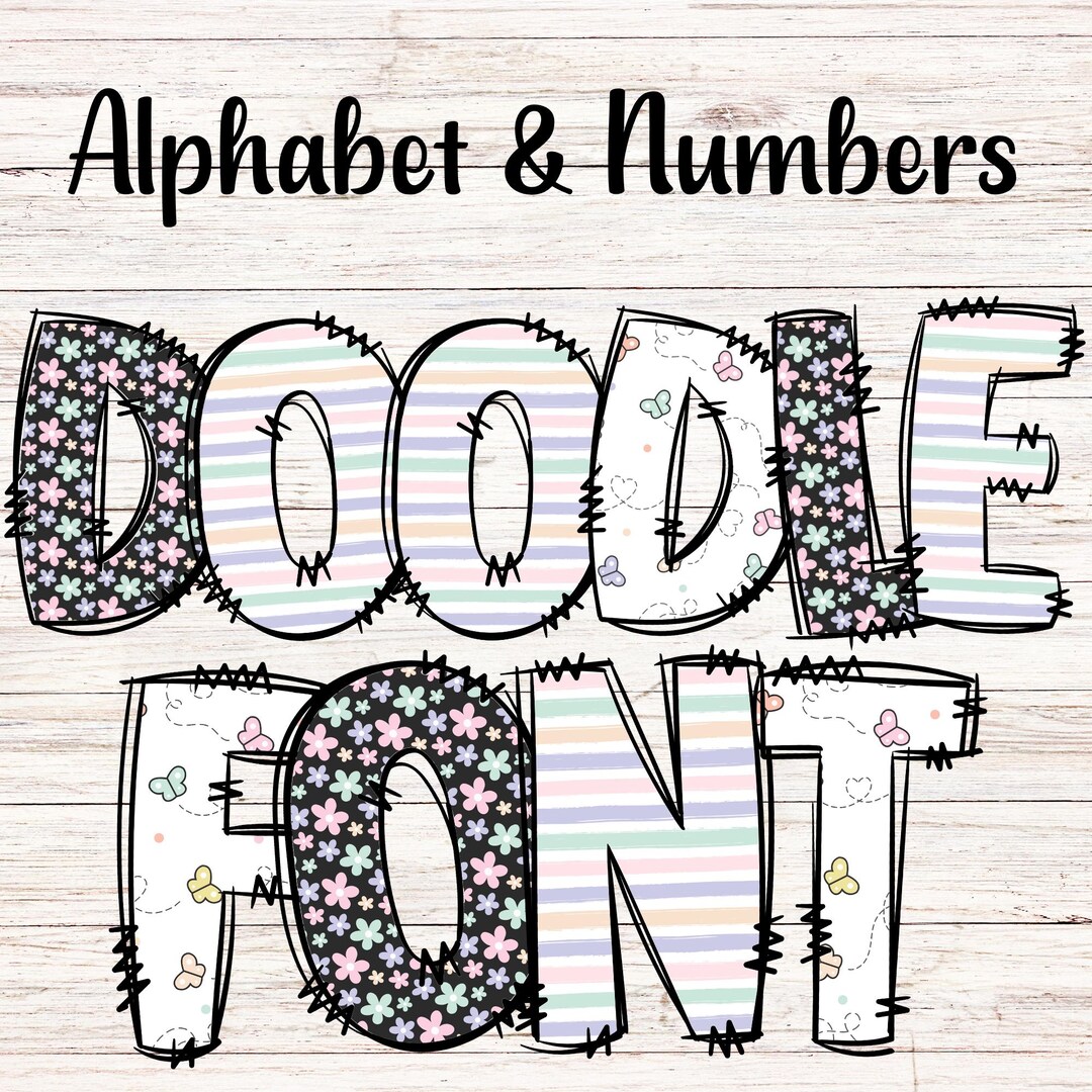 Butterfly Doodle Letters PNG With Doodle Outline, Spring Clipart ...