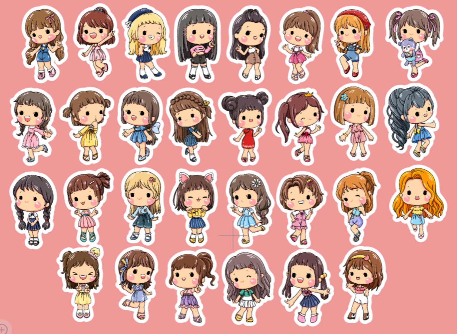 Kawaii Chibi Girl Stickers Set of 30 Stickers Waterproof - Etsy