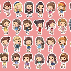 Kawaii Chibi Girl Stickers, Set of 30 Stickers, Sticker, Laptop Sticker ...