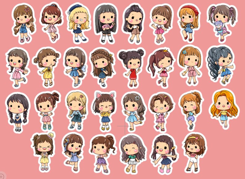 Kawaii Chibi Girl Stickers Set of 30 Stickers Waterproof - Etsy