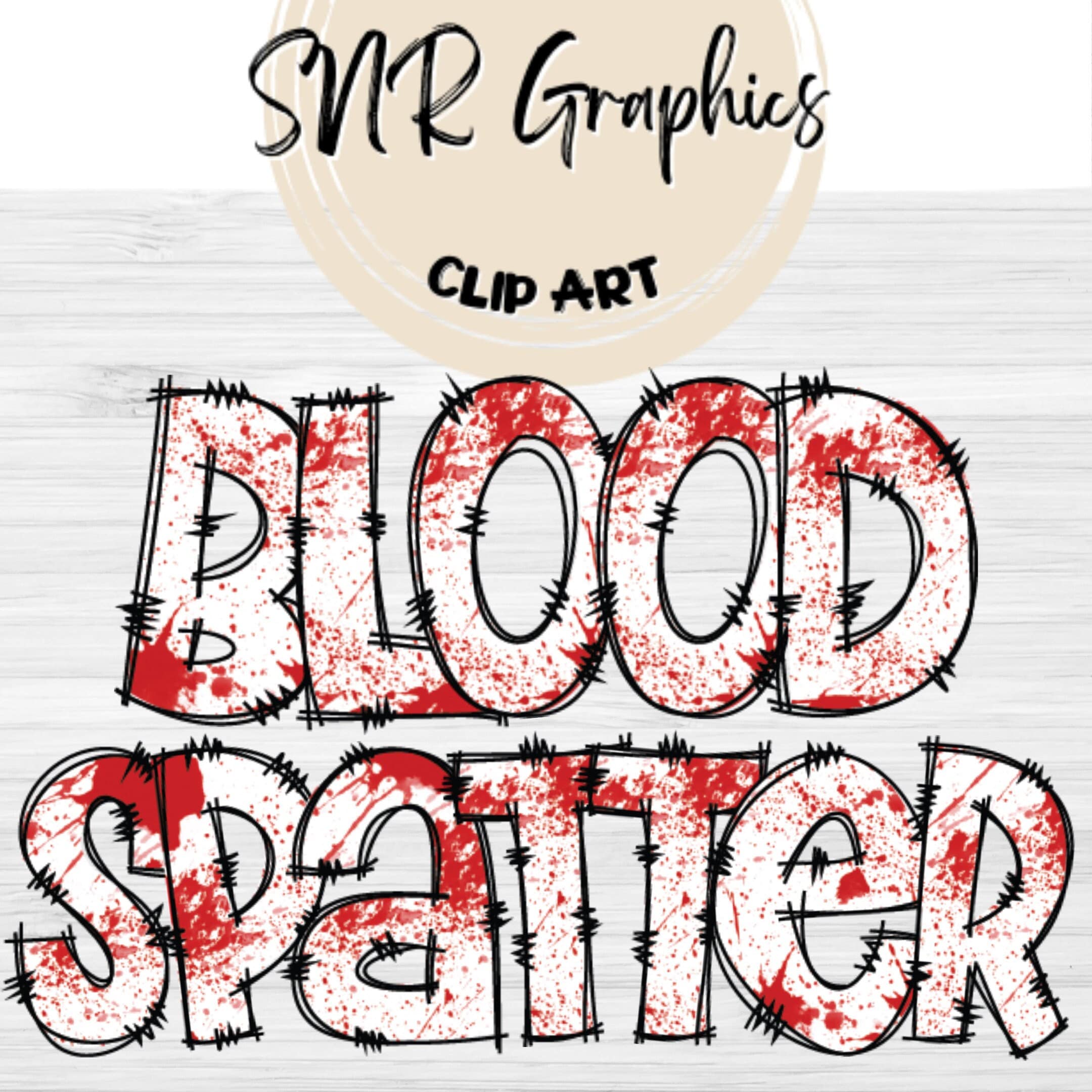 Blood Spatter Doodle Letter PNG With Doodle Outline Halloween - Etsy