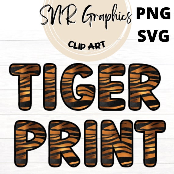 Tiger Print Bubble Letters PNG With Doodle Outline Safari - Etsy
