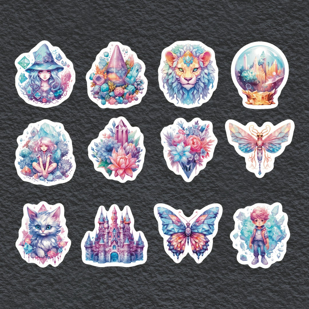 Pastel Crystal Witch Stickers, Set 24 Stickers, Pastel Stickers ...