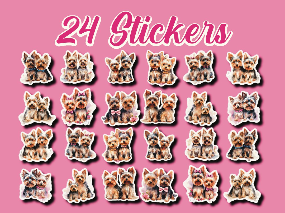 Yorkshire Terrier Stickers, Set of 24 Stickers, Love Stickers, Couple ...