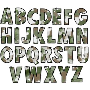Camo Doodle Letters PNG With Doodle Outline, Army Font SVG, Clipart ...