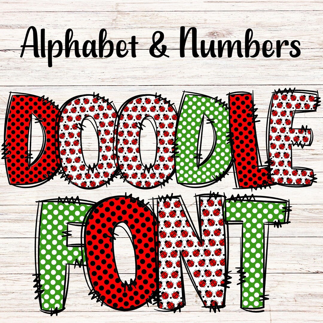 Ladybug Doodle Letters PNG With Doodle Outline, Beetle Clipart Alphabet ...