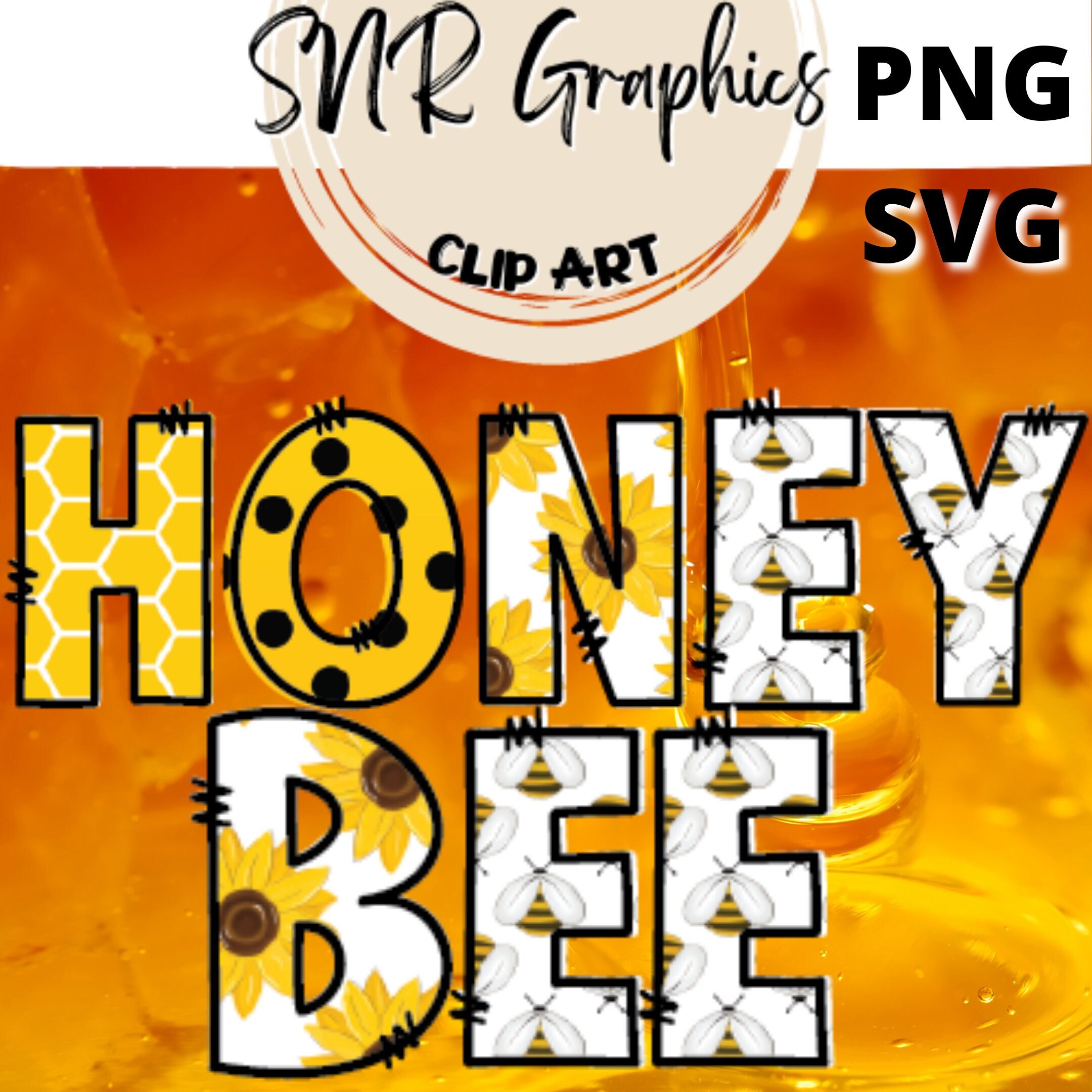 Honey Bee Doodle Letters PNG With Doodle Outline Bee Hive - Etsy