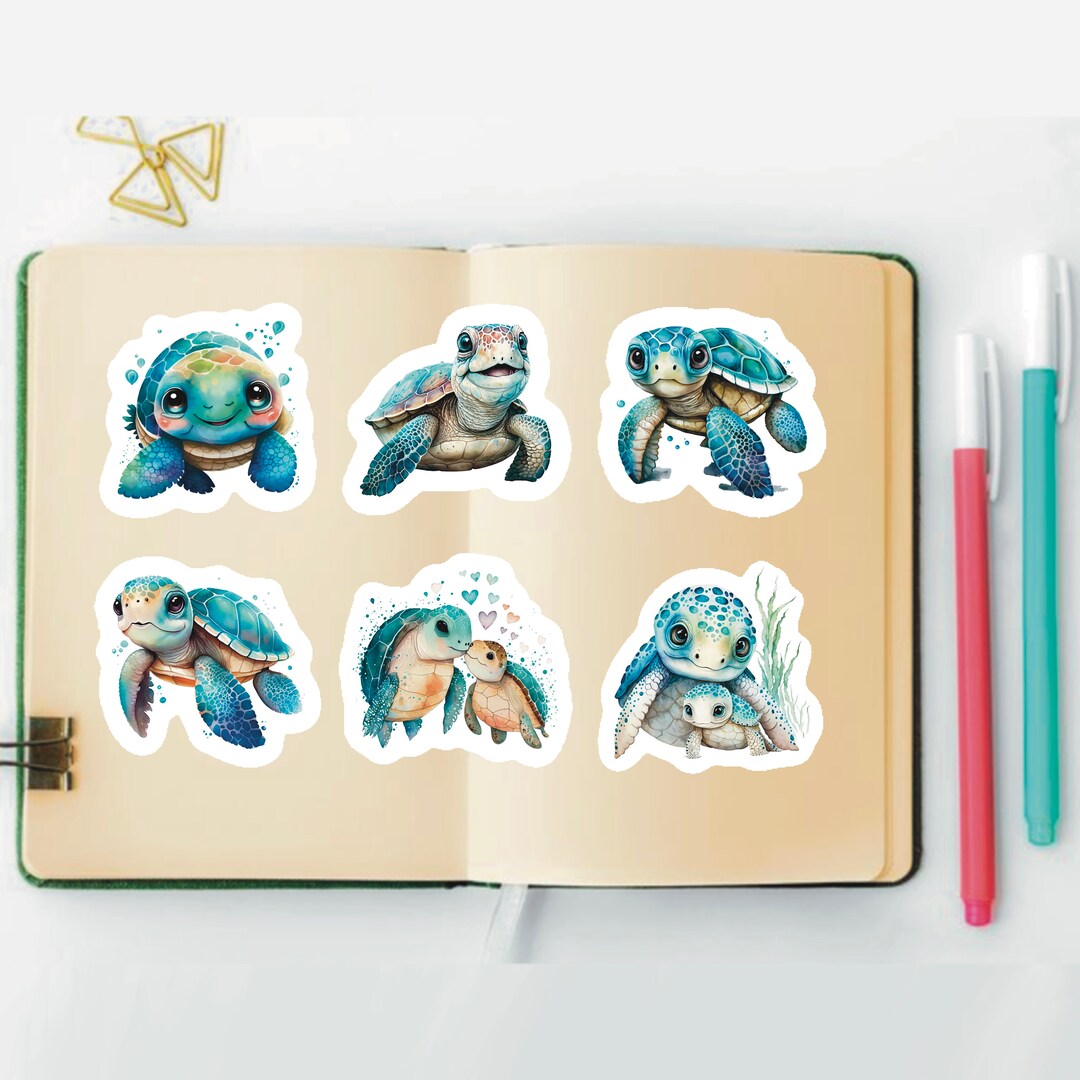 Baby Sea Turtle Stickers, Set 18 Stickers, Sea Stickers, Ocean Stickers ...