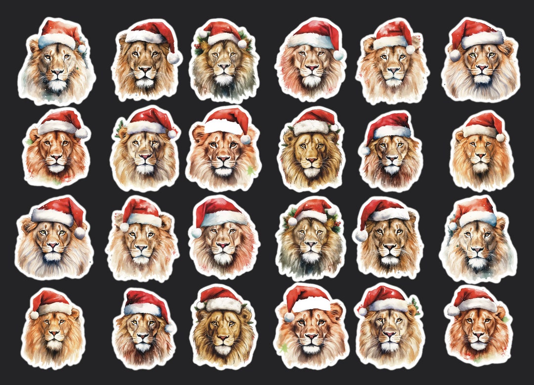 Lion Stickers, Set of 24 Stickers, Christmas Stickers, Journal Sticker ...