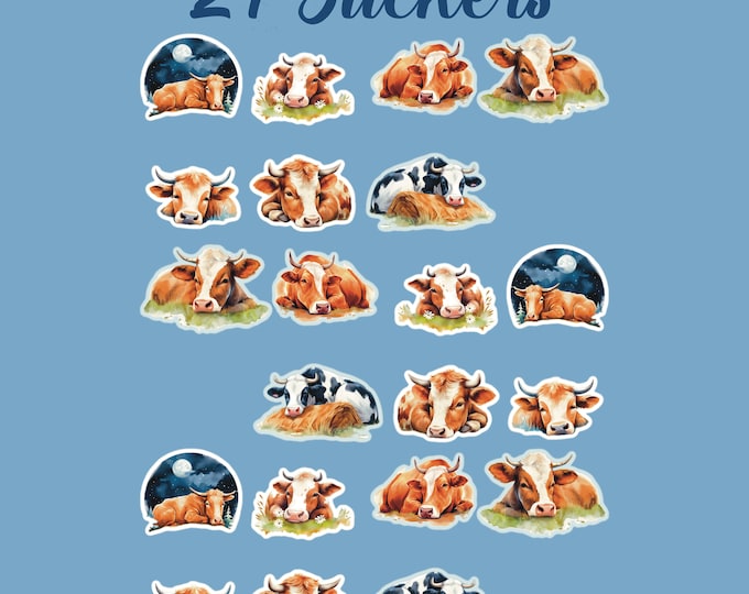 Cow Sticker Sheets, BIG Stickers, 2 Sheet Bundle, Farm Cow Planner ...
