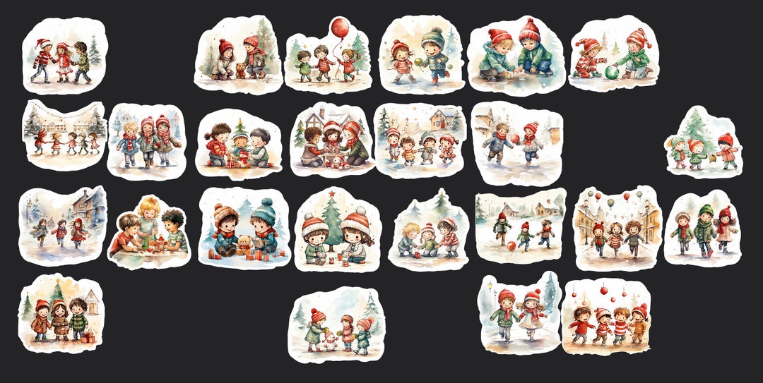 Christmas Kid Stickers, Set 25 Stickers, Christmas Stickers, Journal ...
