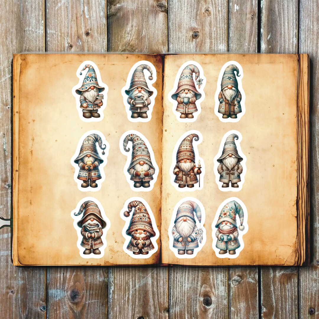Nordic Gnome Stickers, Set of 24 Stickers, Gnome Stickers, Scandinavian ...