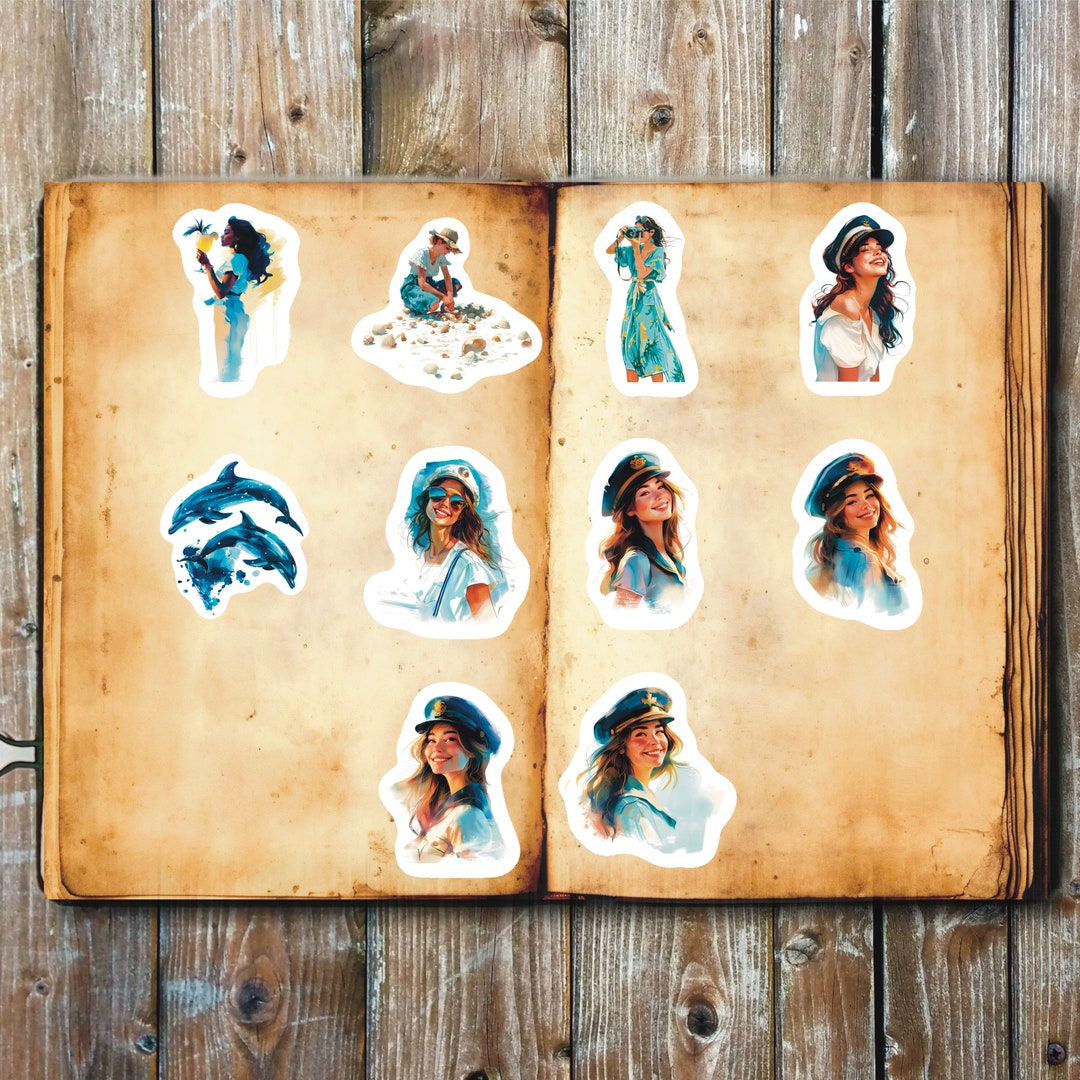 Beautiful Woman Traveling Stickers, Set of 20 Stickers, Woman Sticker ...