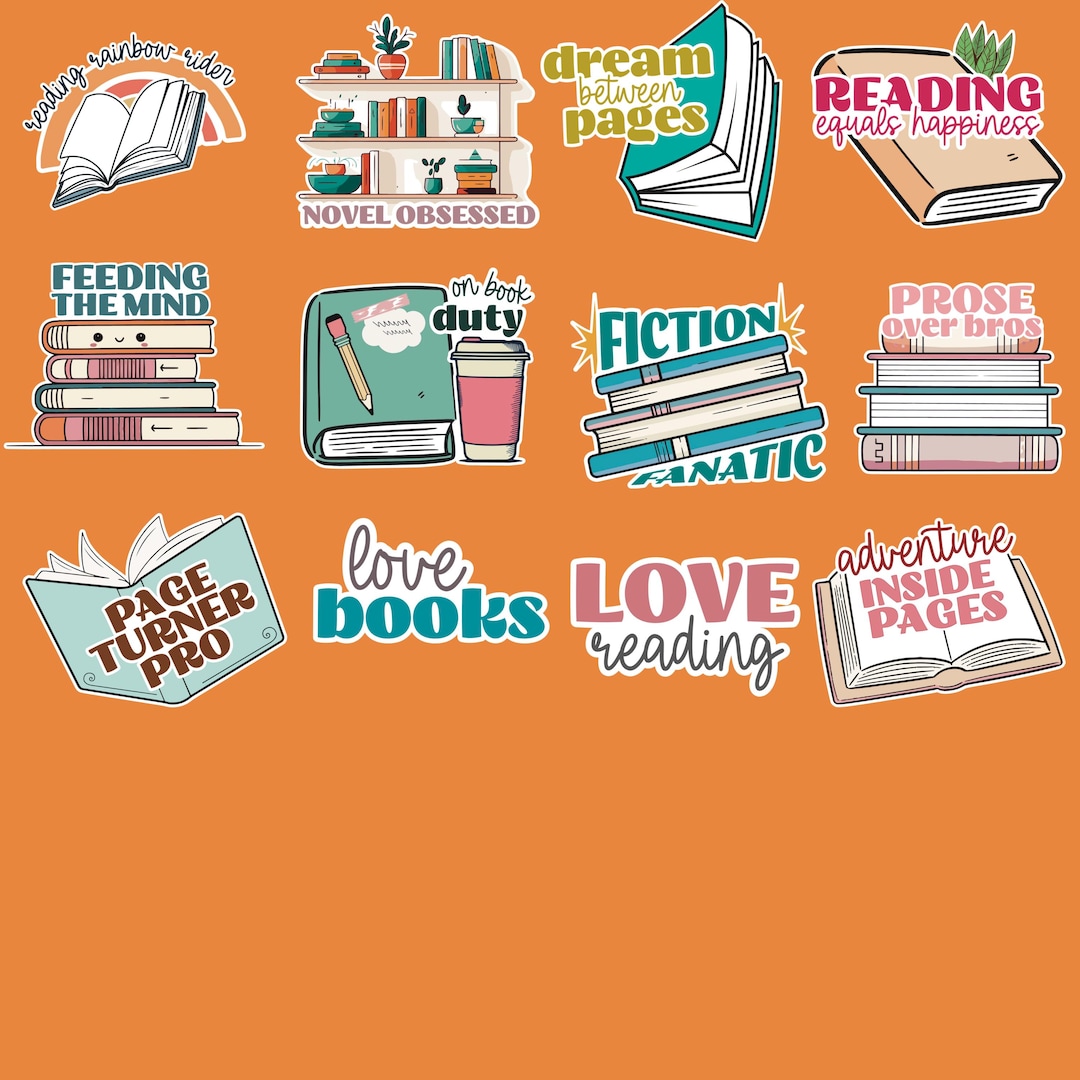 Reading Saying Stickers, Set of 24 Stickers, Journal Sticker, Die Cut ...