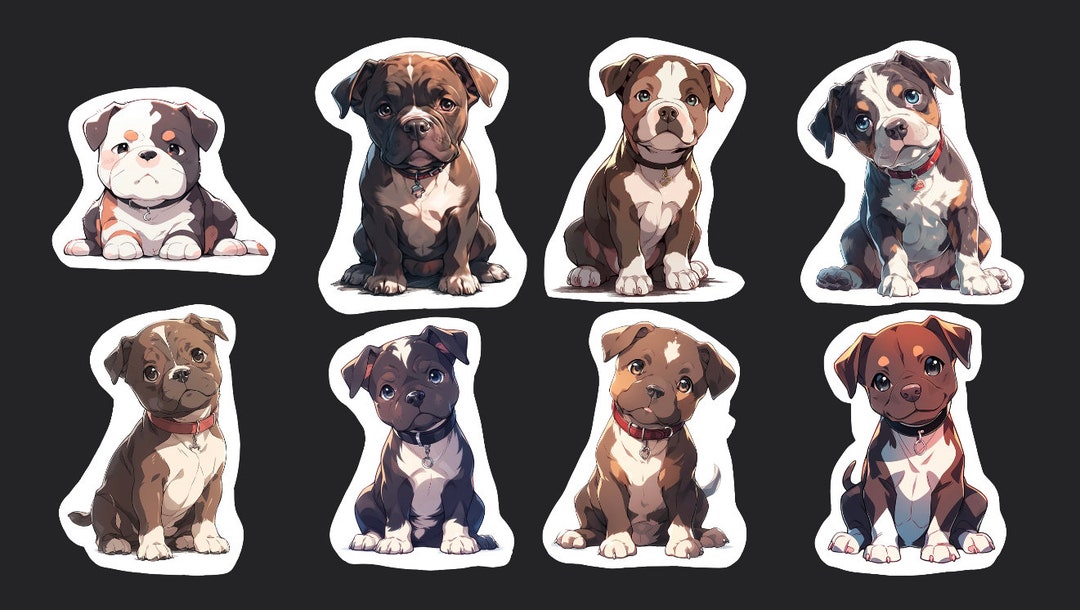 Anime Pitbull Dog Stickers Set of 24 Stickers Journal - Etsy