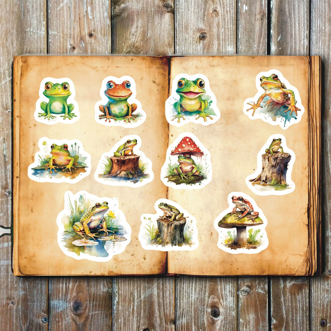 Frog Stickers, Set of 22 Stickers, Amphibian Sticker, Frog on Lilly Pad ...