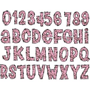 Pink Cow Print Letters PNG With Doodle Outline, Western Clipart ...