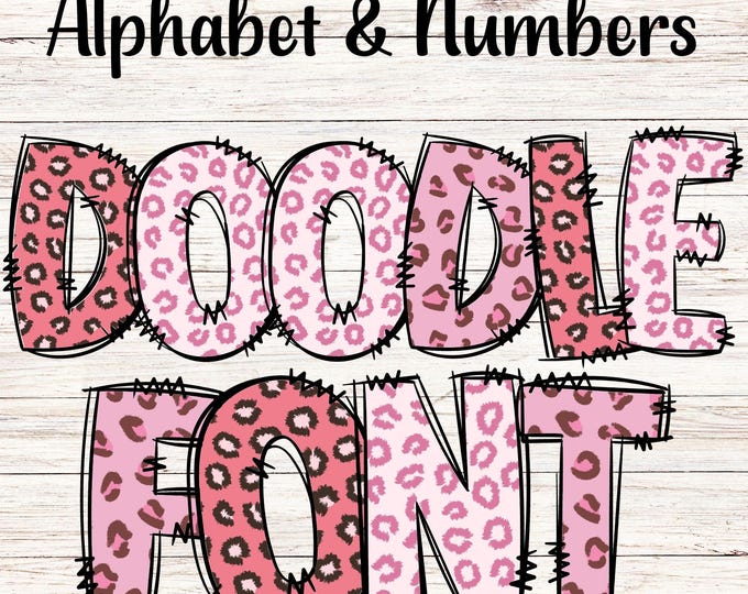 Pink Cheetah Doodle Letters PNG With Doodle Outline, Clipart Alphabet ...