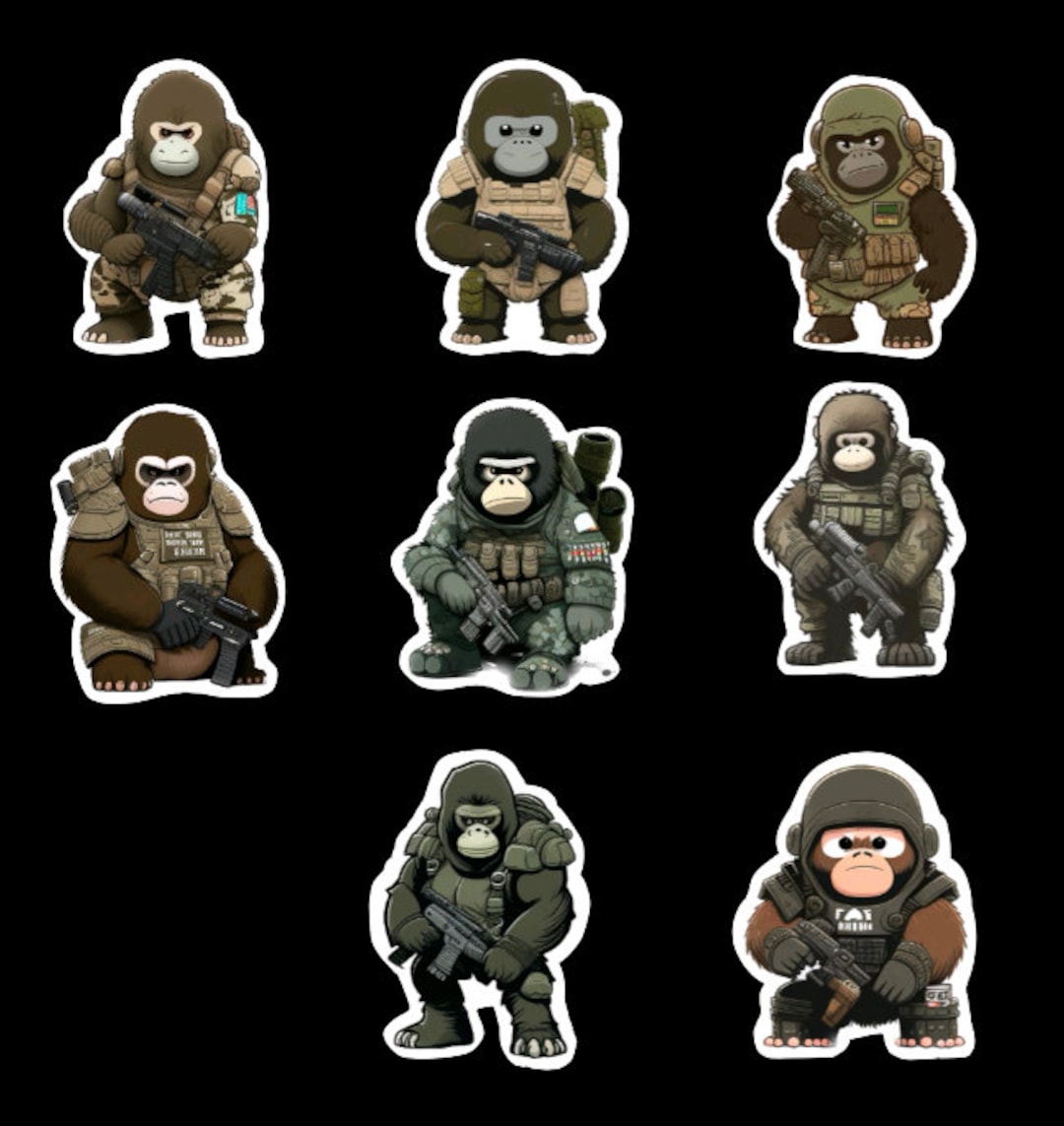 Gorilla Stickers, Set of 24 Stickers, Sticker, Military Sticker, Die ...