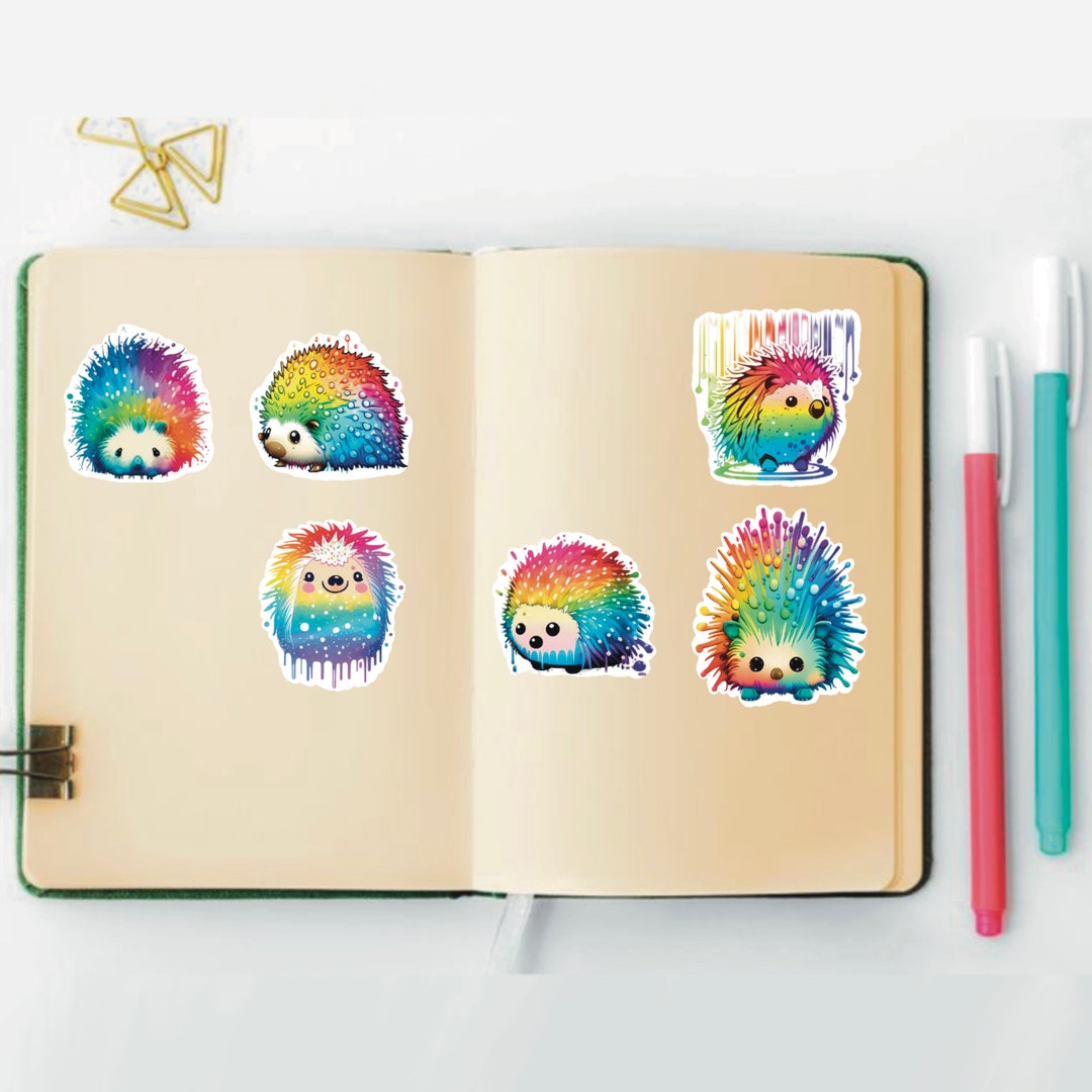 Hedgehog Tie Dye, Set of 24 Stickers, Sticker, Die Cut Sticker ...