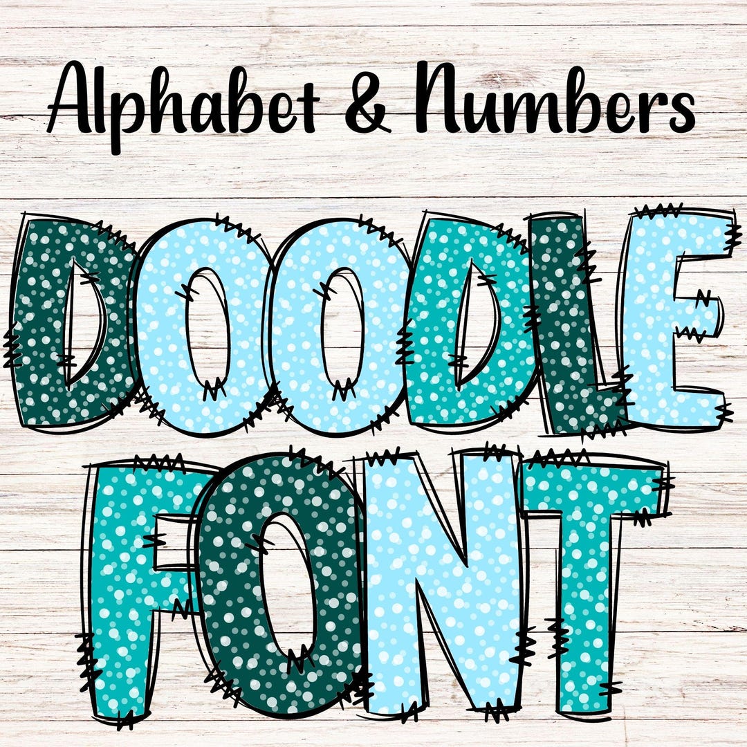 Teal Confetti Doodle Letters PNG With Doodle Outline, Clipart Alphabet ...