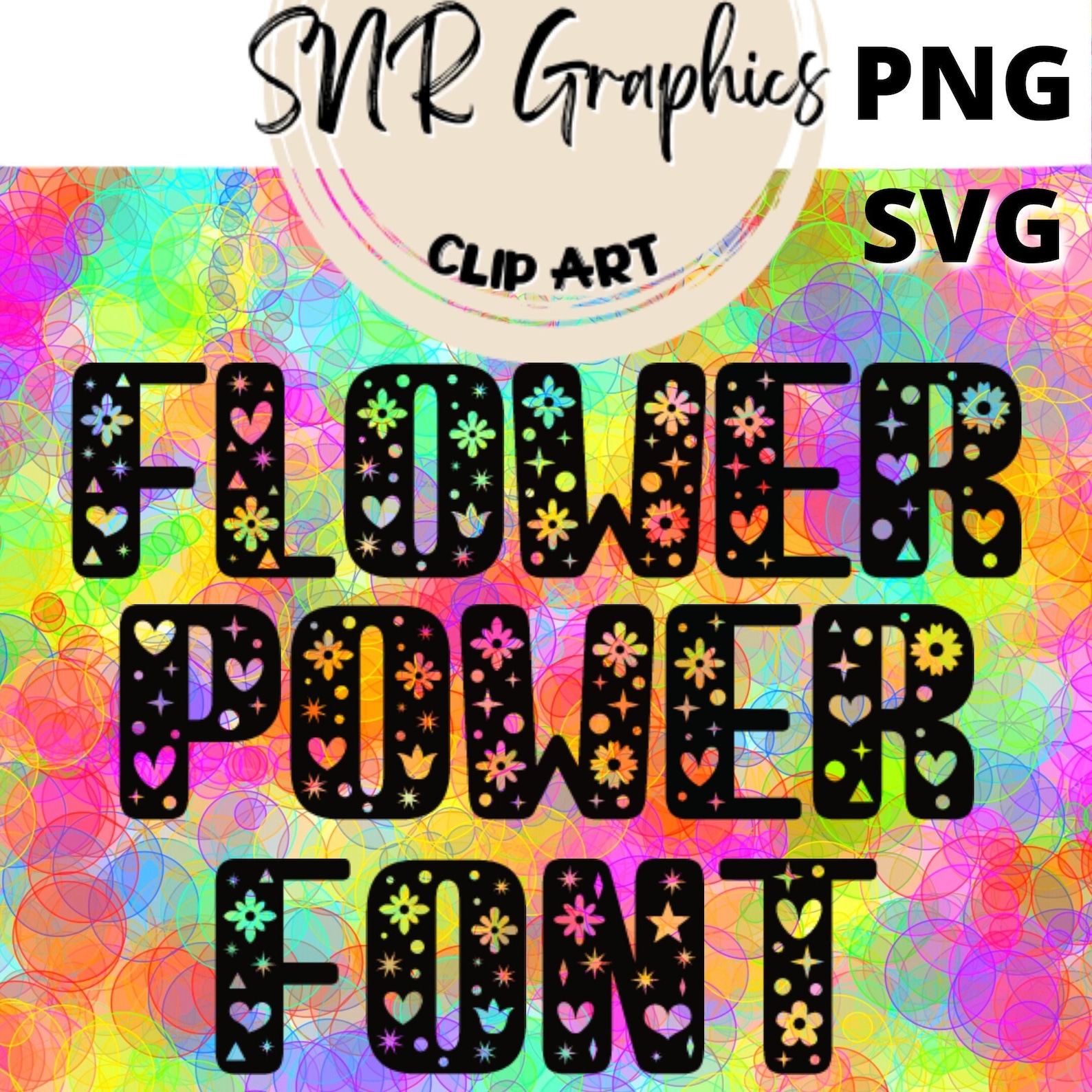 Flower Power Alphabet Clipart Heart Clipart Daisy Font | Etsy
