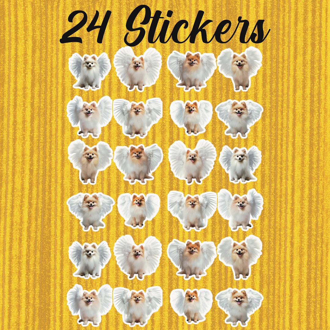 Pomeranian Angel Stickers, Set of 24 Stickers, Heaven Stickers, Angel ...
