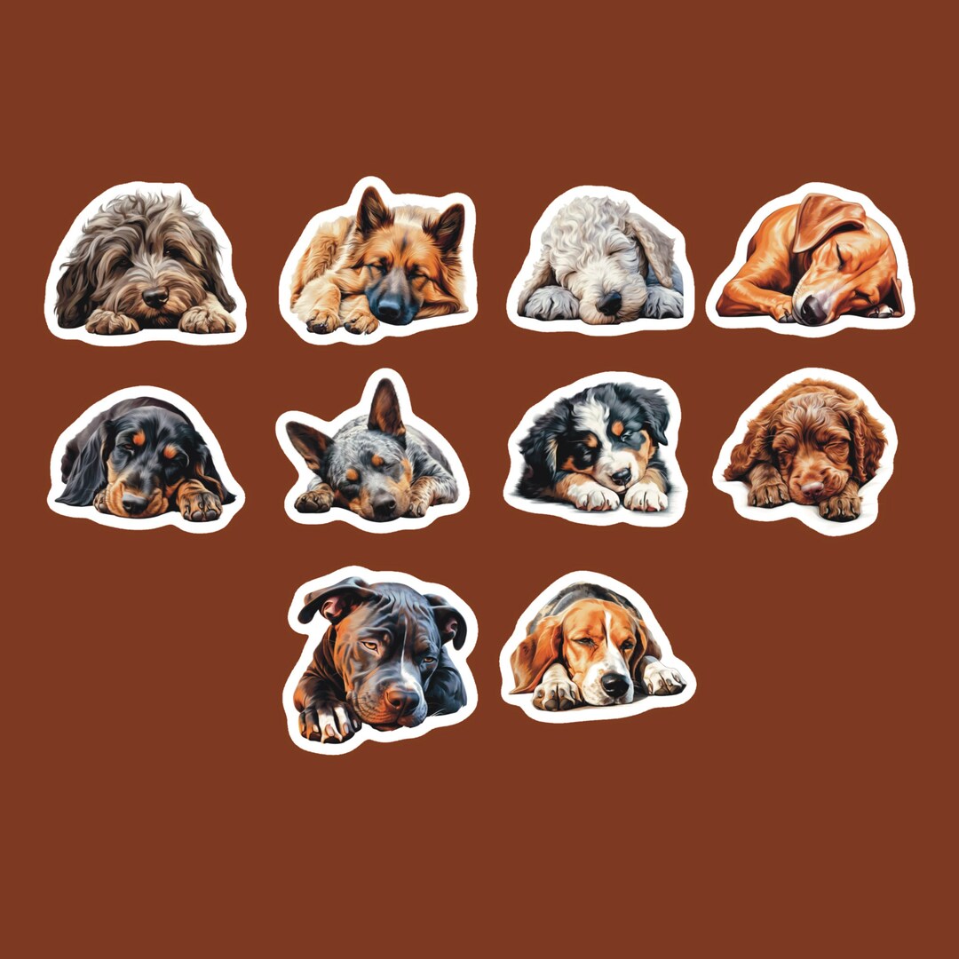 Sleeping Dog Stickers, Set of 20 Stickers, Dog Sticker, Sleeping ...