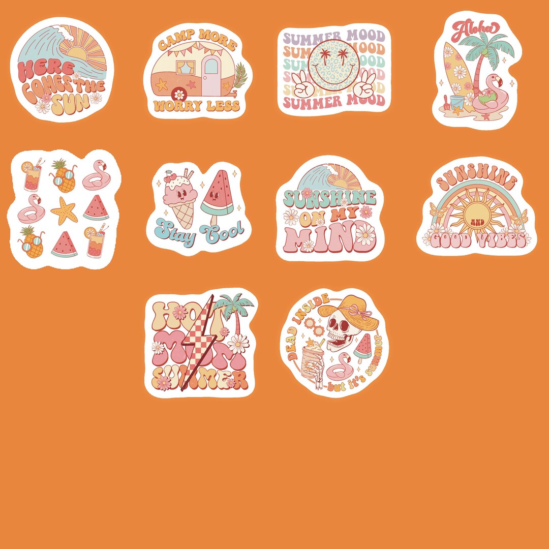 Summer Saying Stickers, Set of 20 Stickers, Journal Sticker, Die Cut ...