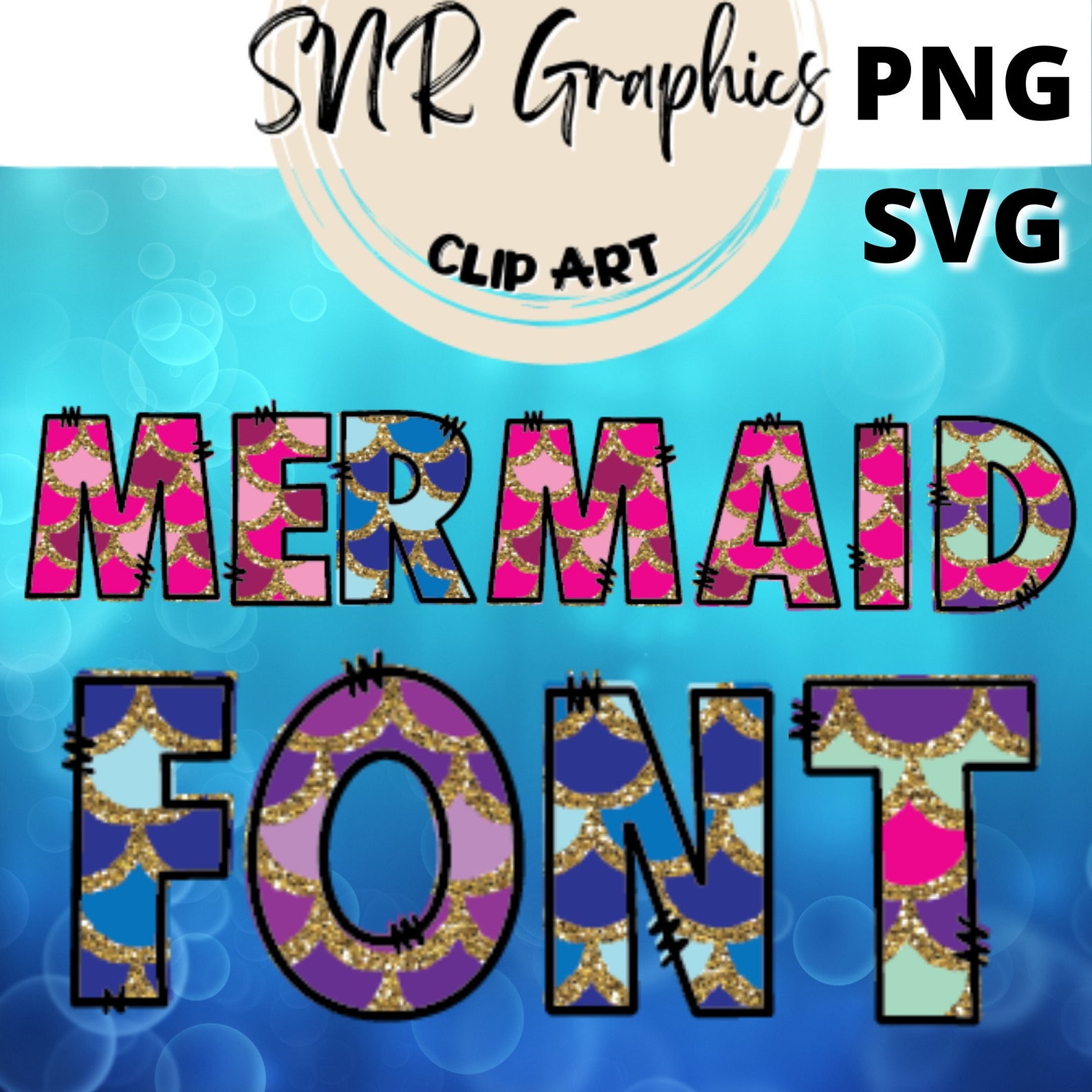 Little Mermaid Doodle Letters PNG With Doodle Outline Mermaid | Etsy