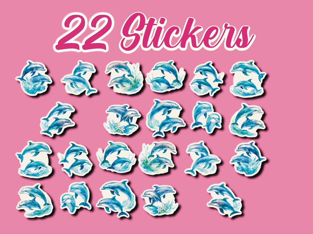 Dolphin Stickers, Set of 22 Stickers, Love Stickers, Couple Sticker ...