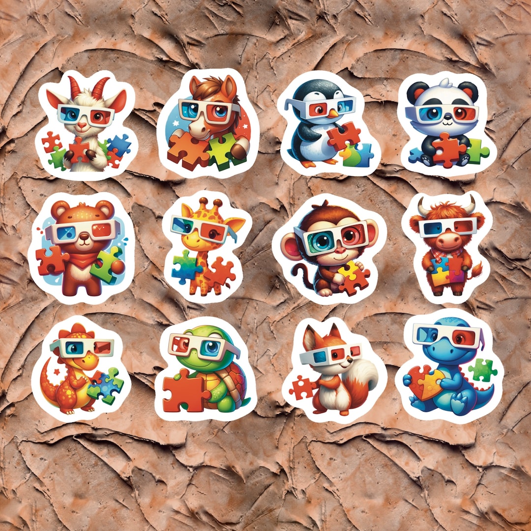 Autism Animal Stickers, Set 24 Stickers, Baby Animal Stickers, Autism ...
