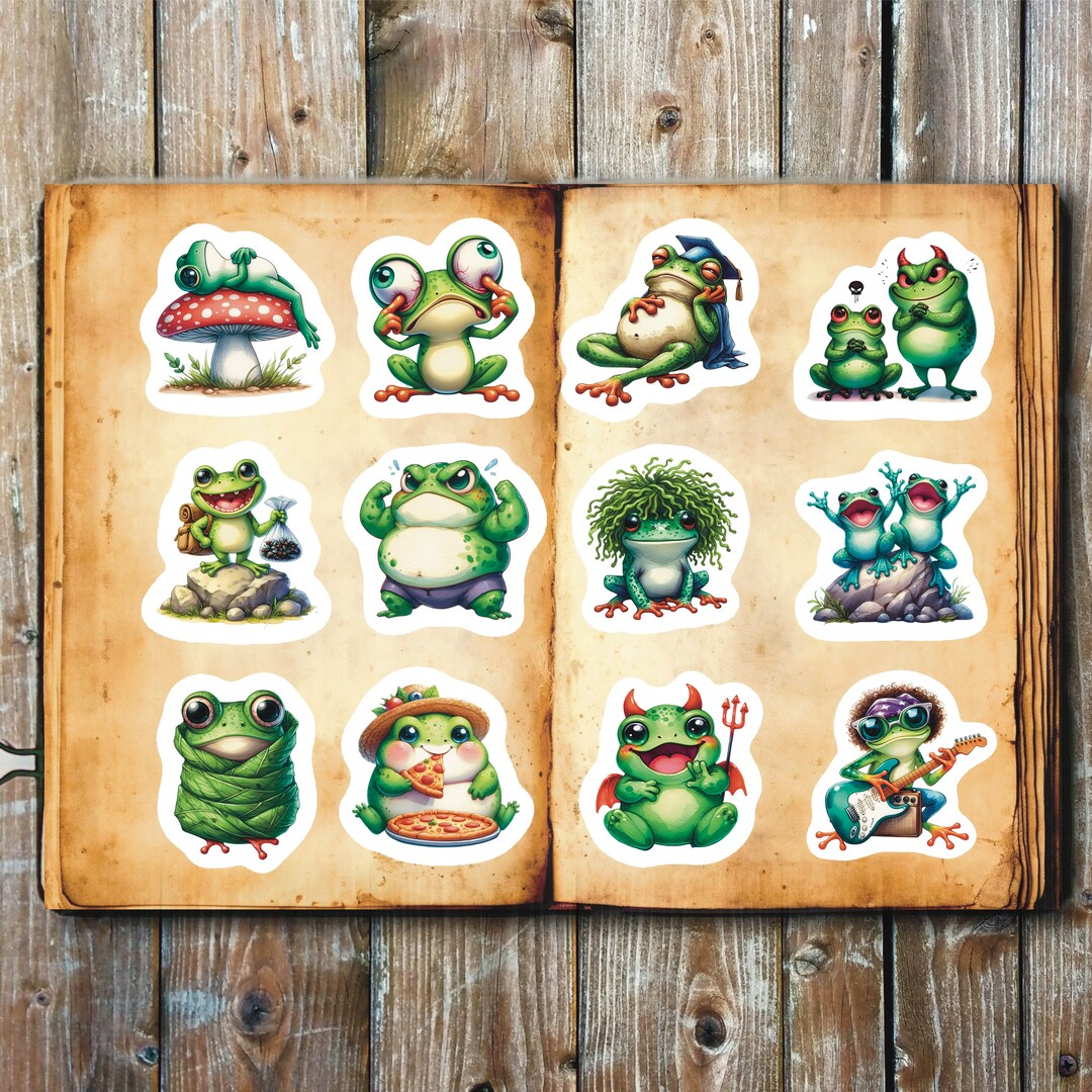Freaky Frog Stickers, Set of 24 Stickers, Amphibian Sticker, Frog ...