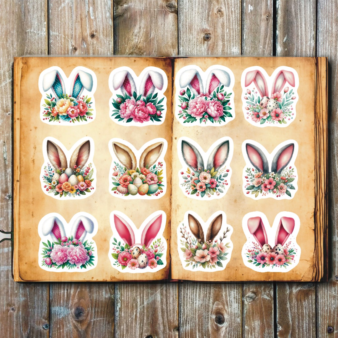 Bunny Ear Stickers, Set of 24 Stickers, Rabbit Ear Stickers, Easter ...