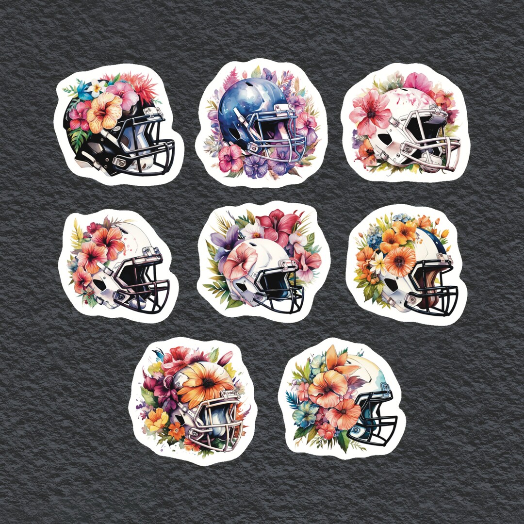 Floral Football Helmet Stickers, Set of 24 Stickers, Football Helmet ...