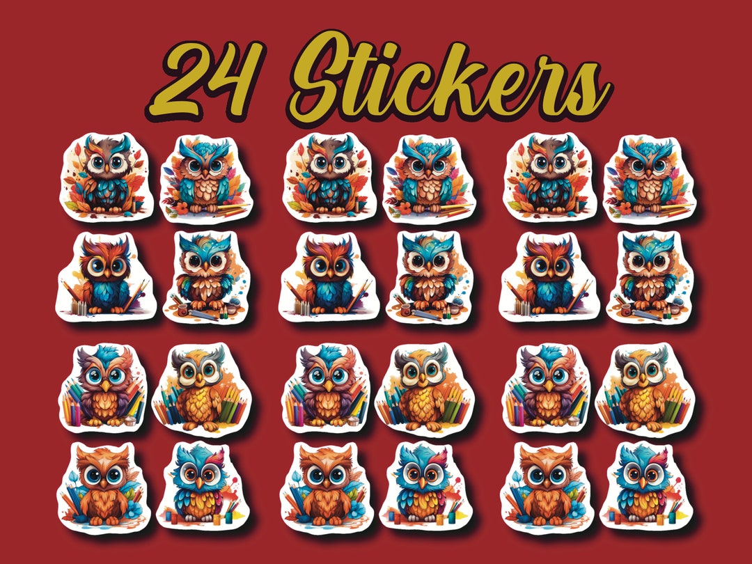 Owl Back to School Stickers, Set 24 Stickers, Journal Sticker, Die Cut ...