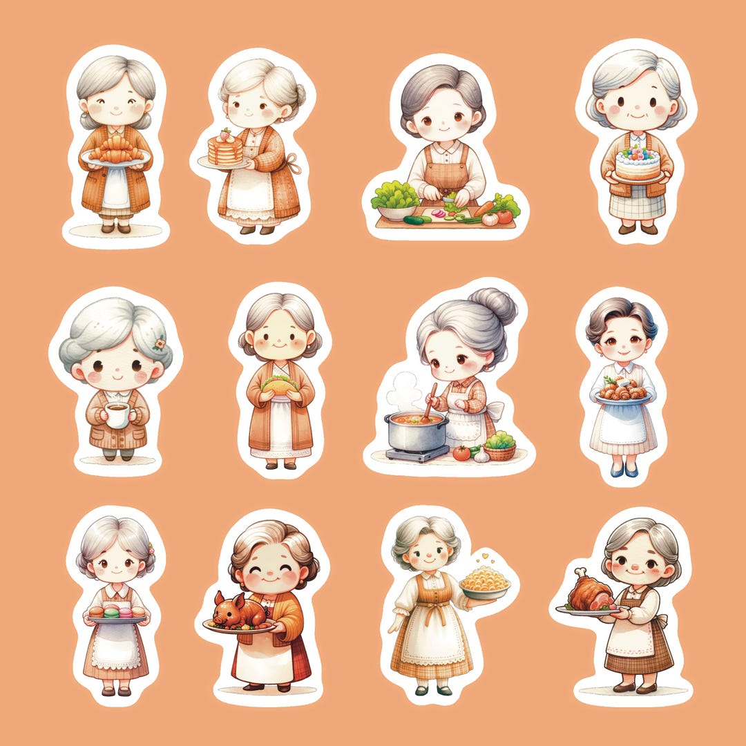Grandma Stickers, Set 24 Stickers, Laptop Stickers, Scrapbooking ...