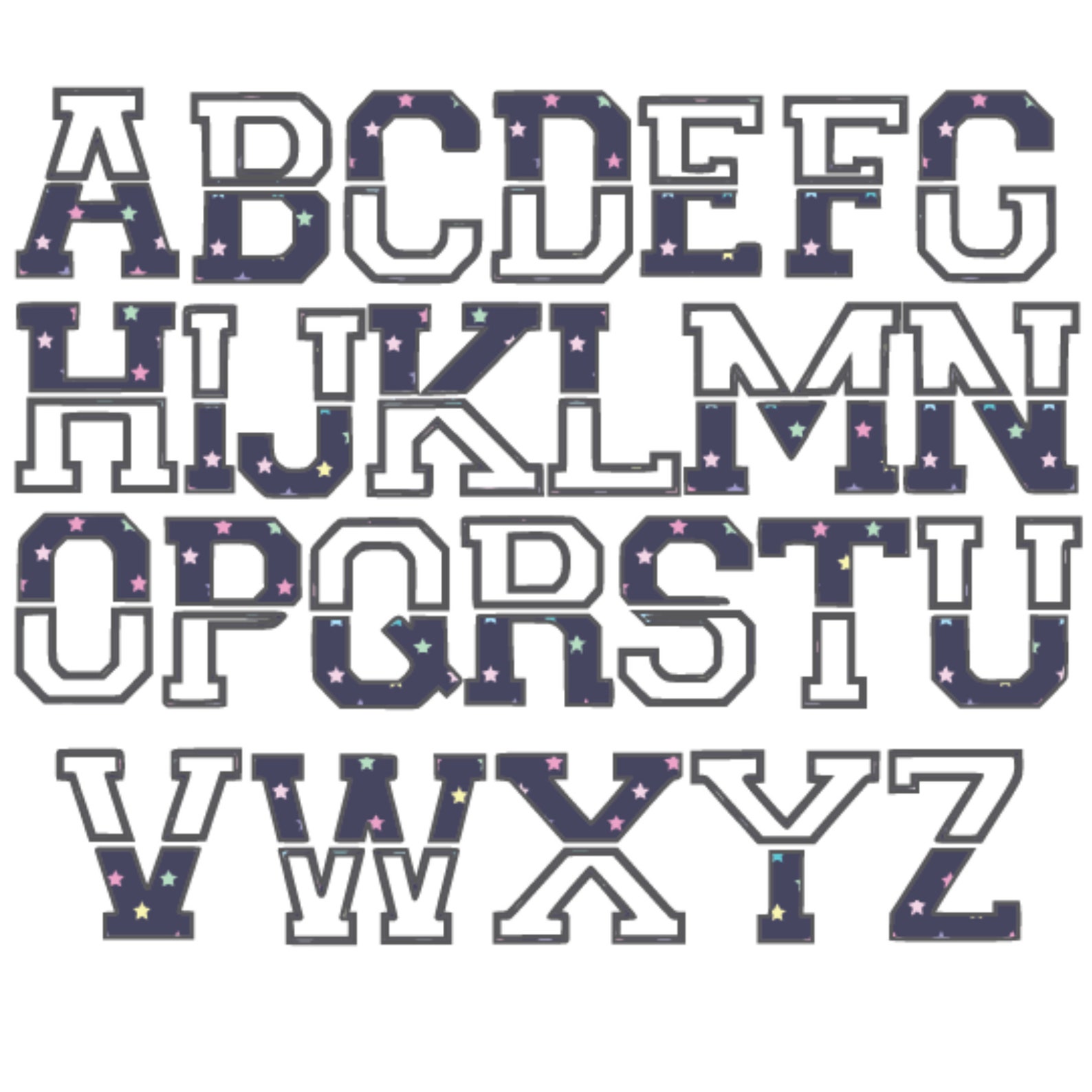 Star Half Font Letters PNG, Half Fill Font SVG, Clipart Alphabet Font ...