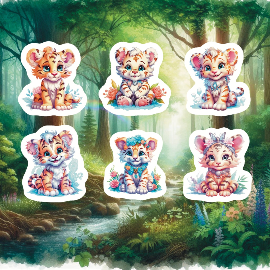 Tiger Princess Stickers, Set of 18 Stickers, Tiger Stickers, Princess ...
