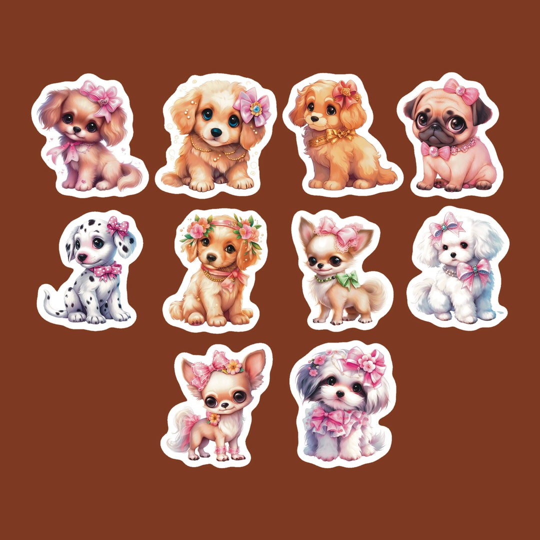 Cute Girl Dog Stickers, Set of 20 Stickers, Dog Stickers, Girl Stickers ...