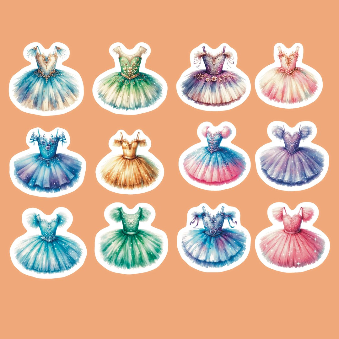 Ballerina Dress Stickers, Set 24 Stickers, Laptop Stickers ...