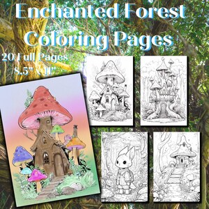 Enchanted Forest Coloring Pages: Magical Forest Adult Coloring Book, 20 ...